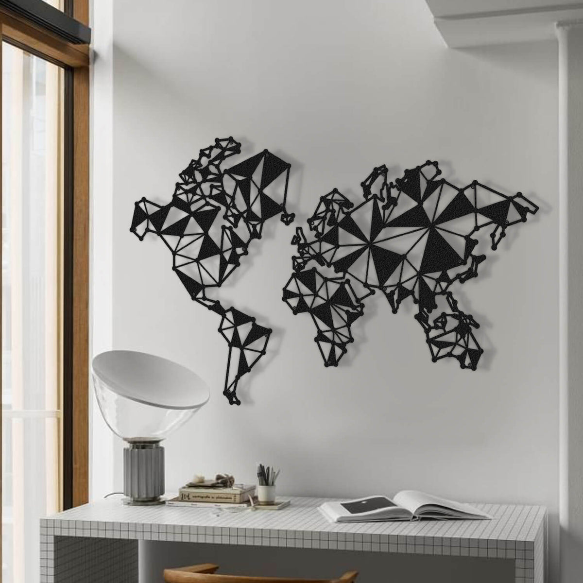 World Map Metal Wall Panel & Metal World Map Pegboard | Hencely Home Decor
