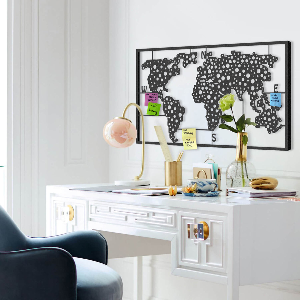 Metal World Map Pegboard | Large Metal Wall Decor – Hencely